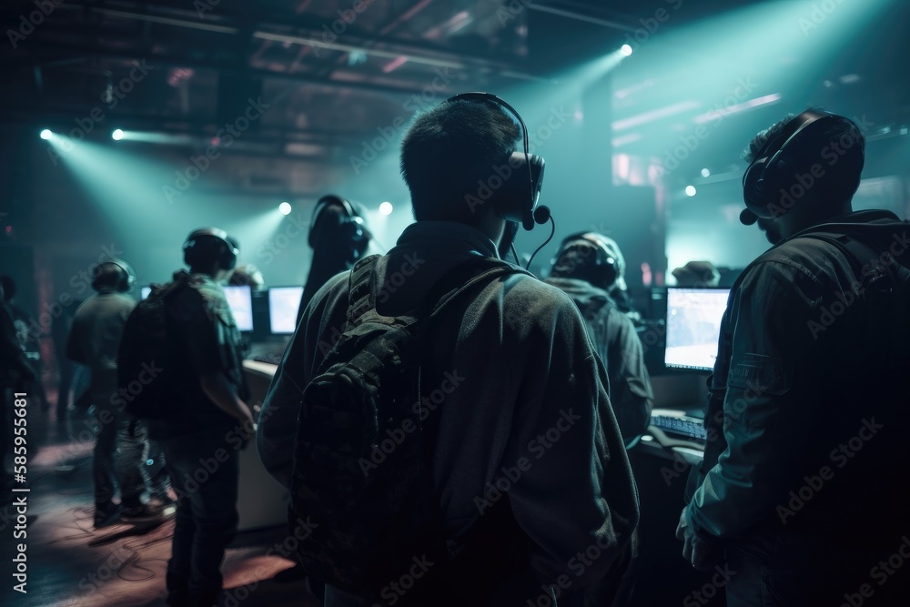 World Cup.Cybersport team involved in online tournament in gaming club ...