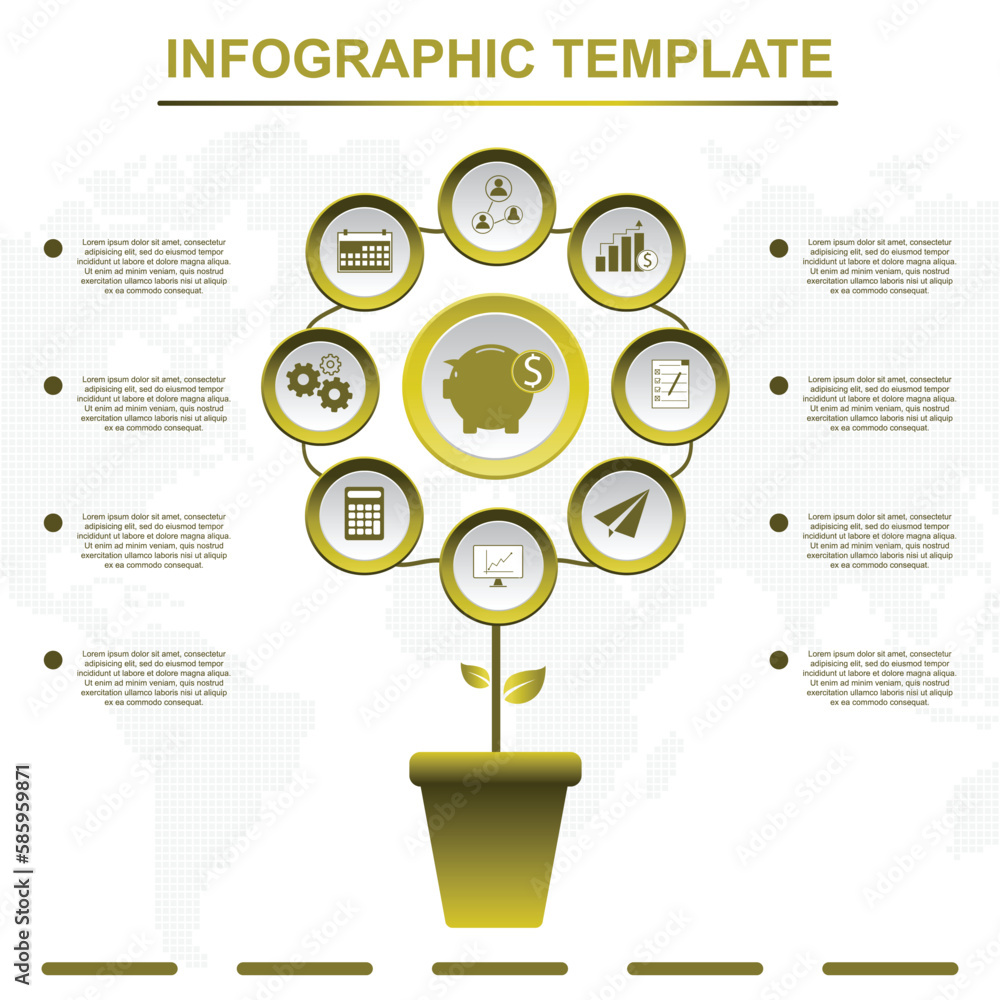 Abstract tree infographics elements. gold infographic template with ...