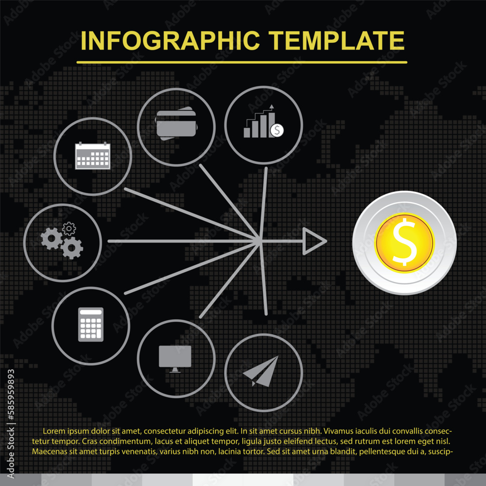 white infographic template with nine titles, Diagram with steps ...