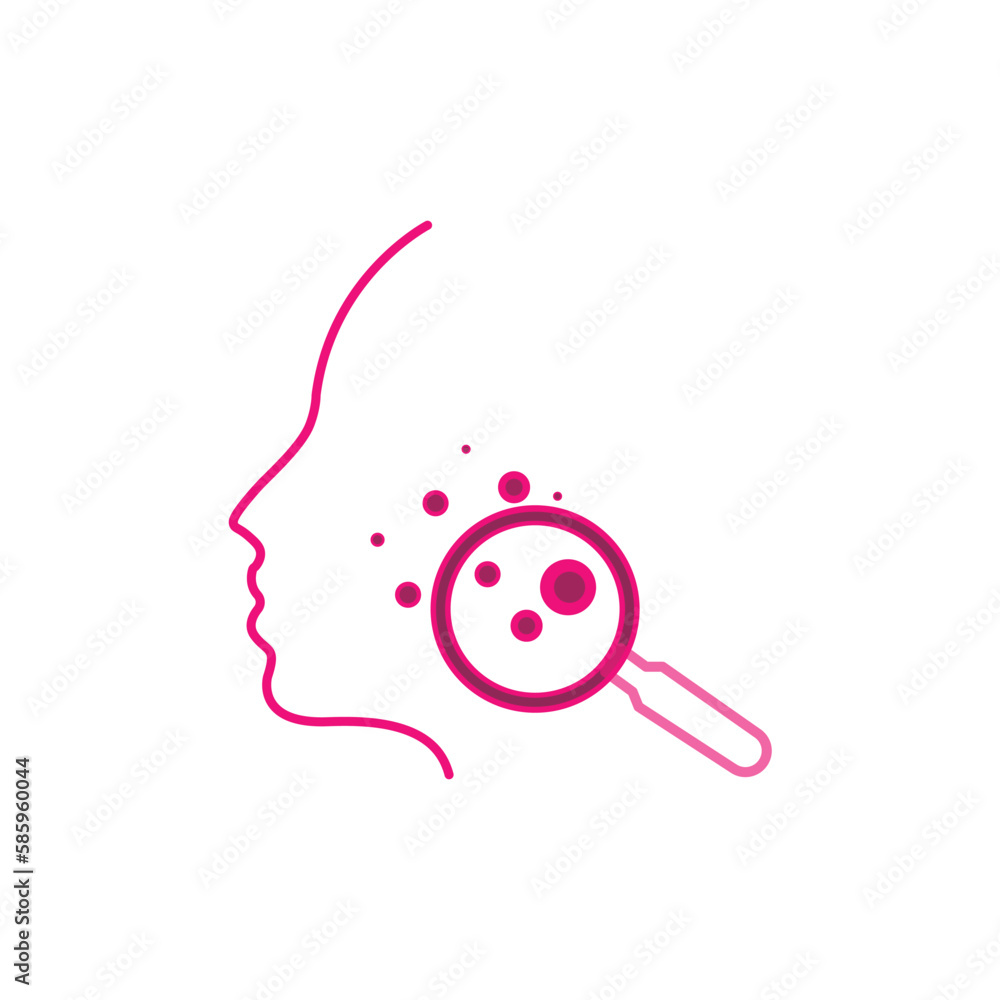 acne on skin face icon, pimple inflammation, dermatology or skincare ...