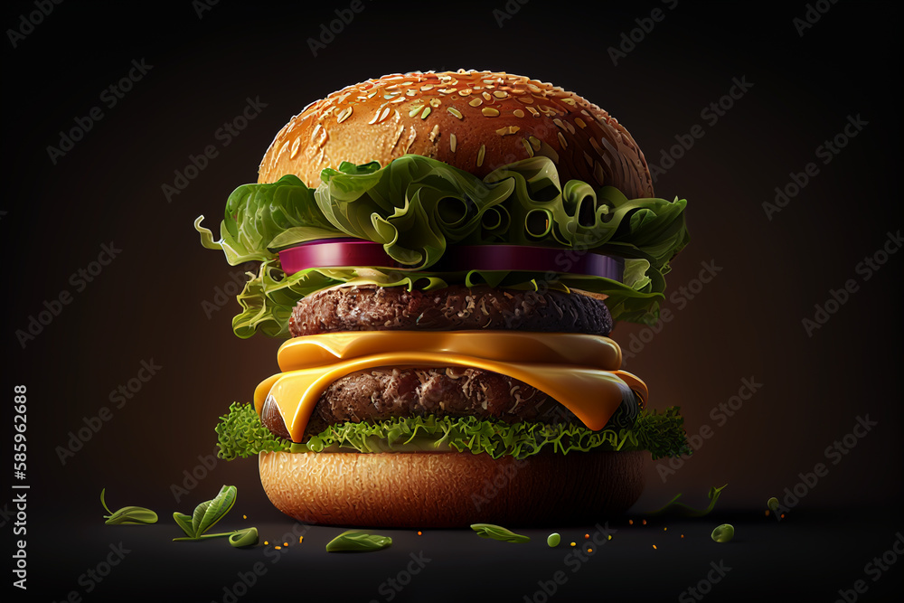 Burger poster for menu restaurant. Burger design style promotional fast ...