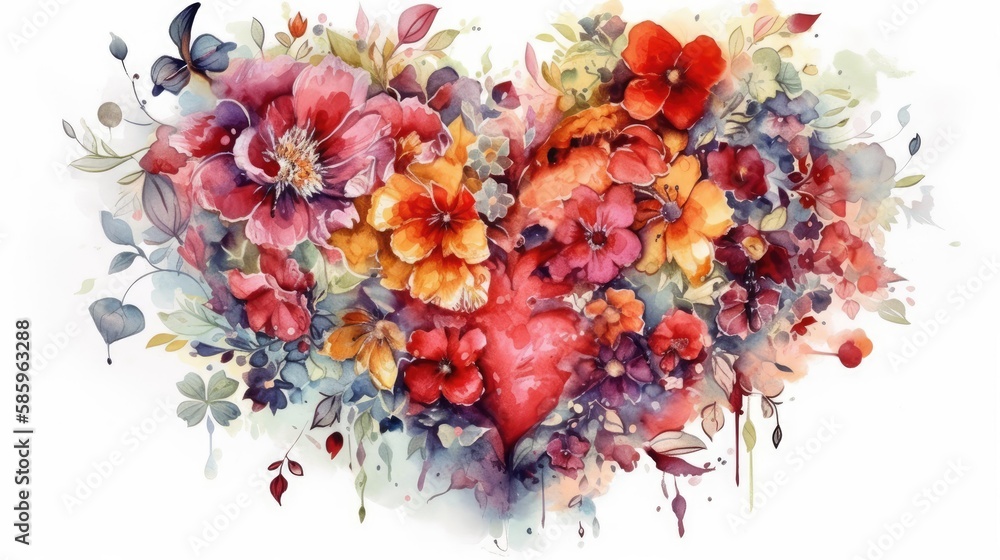 Floral Heart of Flowers - A Beautiful Love Symbol for Wedding Cards and ...
