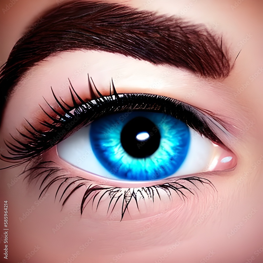 Photorealistic drawing of the human eye with extremely highlighted ...