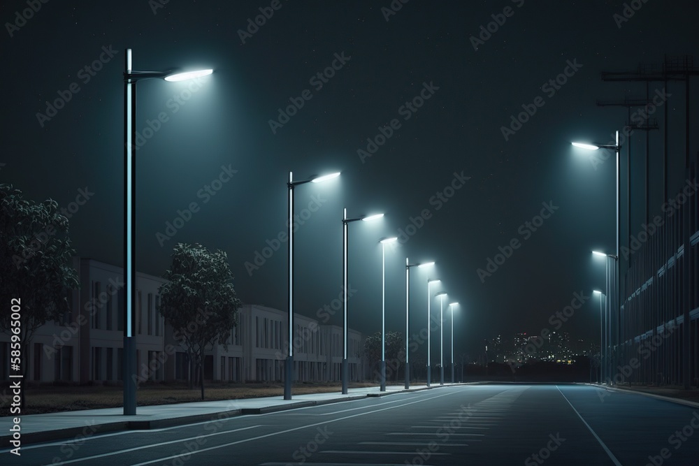 Modern street led lighting, created with Generative AI technology Stock ...