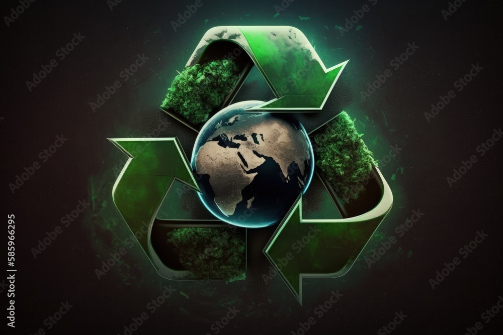 Recycling symbol with planet Earth in the middle, Earth's Day ...
