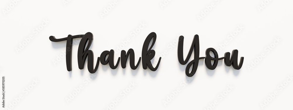 Thank you, handwritten. Banner with dark letters and white background ...