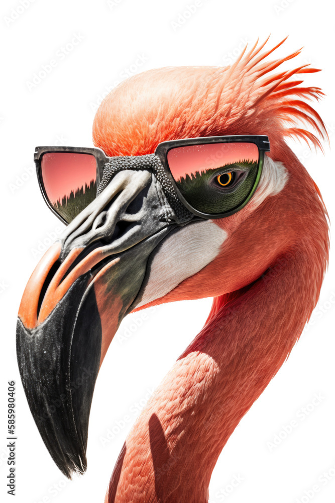 a summer-themed illustration featuring cool isolated pink flamingo ...