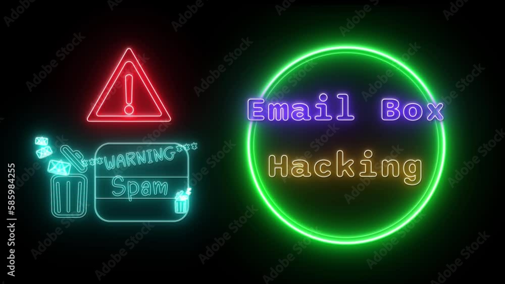 Email box hacking Neon orange-blue Fluorescent Text Animation green ...