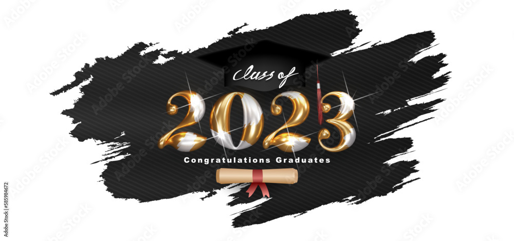 Class of 2023 Vector text for graduation silver and gold design ...
