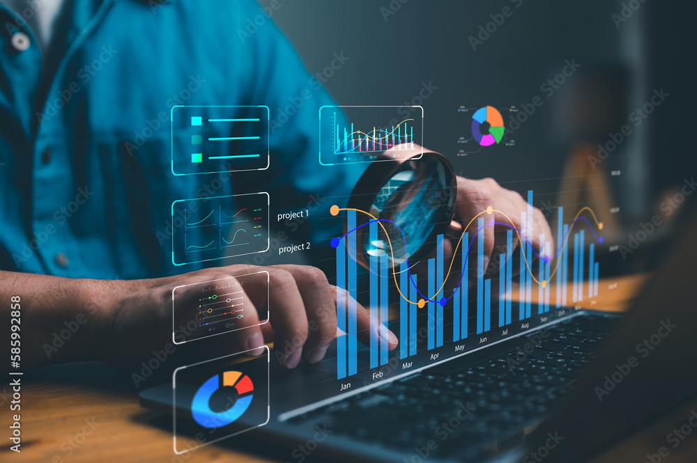 Business and technology Data analyst working on business analytics ...