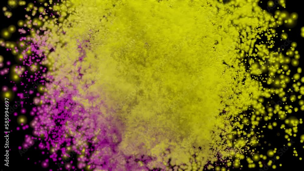 Art fashion animation of dynamic colorful moving particles on a black ...