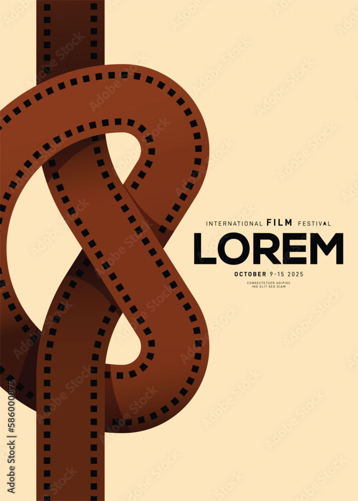 Movie poster design template background with vintage filmstrip Stock ...
