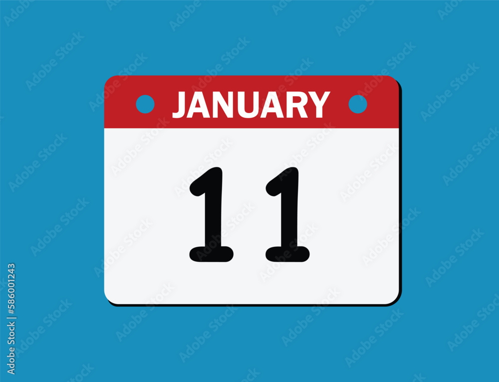 11 january calendar icon. Calendar template for the days of january ...