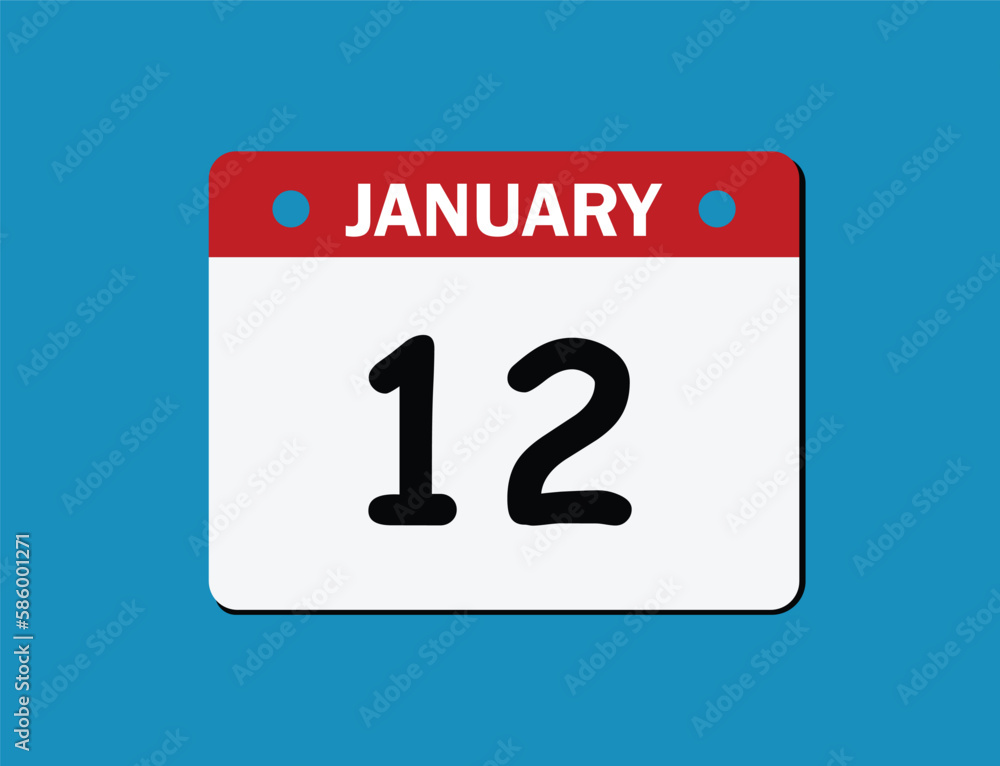 12 january calendar icon. Calendar template for the days of january ...
