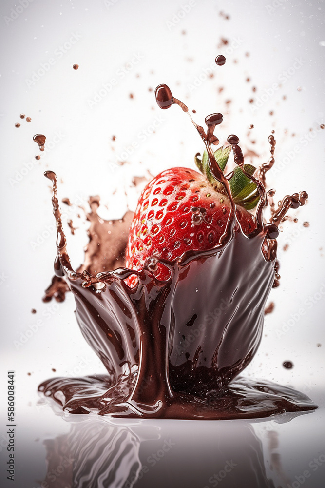 strawberry falling into chocolate splash Stock Illustration | Adobe Stock