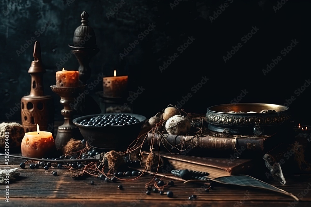 table filled with an assortment of candles in various shapes and sizes ...