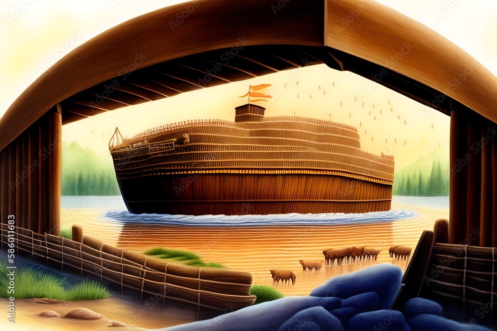 Rendering of Noah's Ark: A Symbol of Hope and Salvation. Generative AI ...