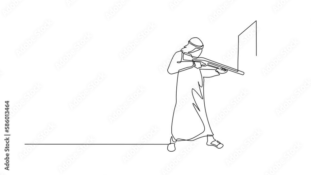 Vidéo Stock Self drawing animation of single line draw Arabic pointing ...