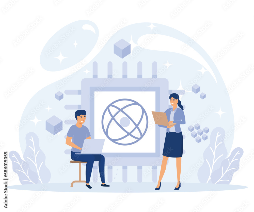 Quantum computing concept. Optical technology, photonics research. Tiny ...