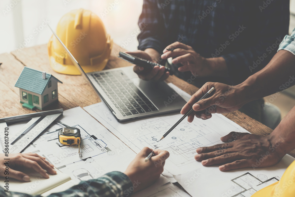 Architectural engineer team meeting Drawing and calculations for ...