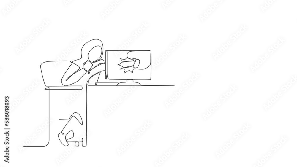 Animated self drawing of continuous line draw angry Arabian ...