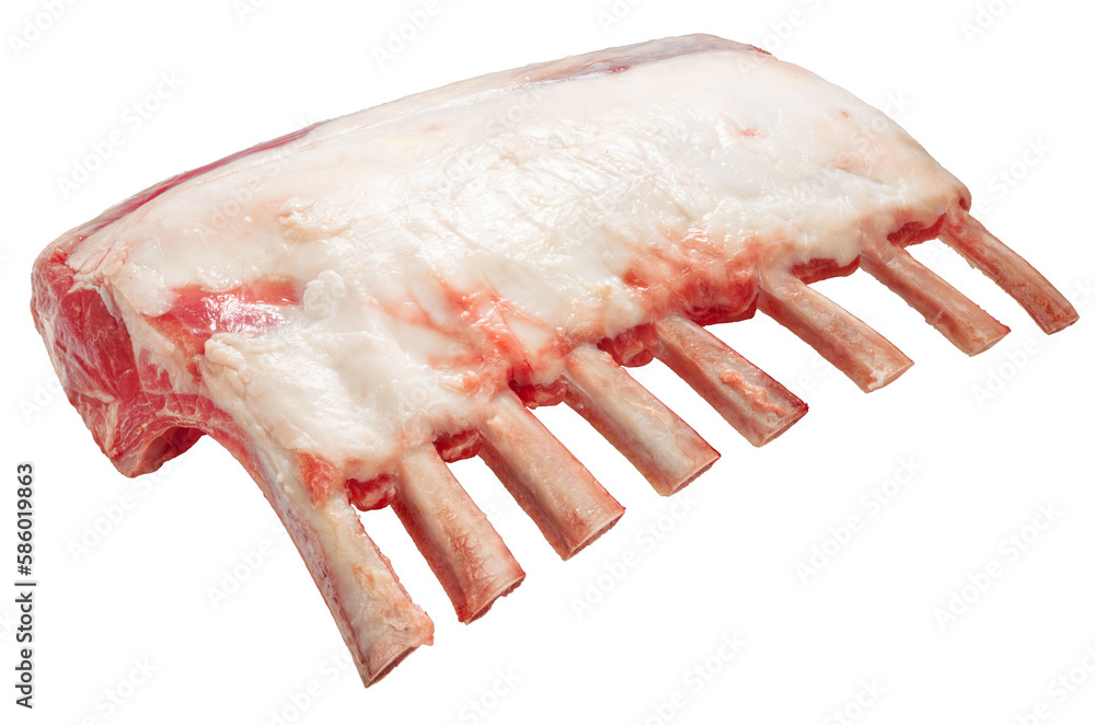 Fresh lamb rack isolated on white background, Fresh Raw lamb loin on ...