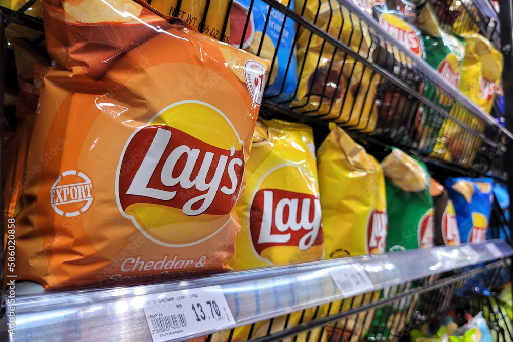 PENANG, MALAYSIA - 27 MAR 2023: Various choice flavoured of lay's ...