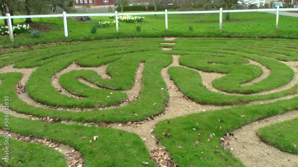 Turf cut maze situated on the edge of the village of Wing in England is ...