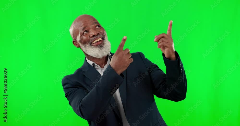 Vidéo Stock Showing, looking and a black man pointing on a green screen ...