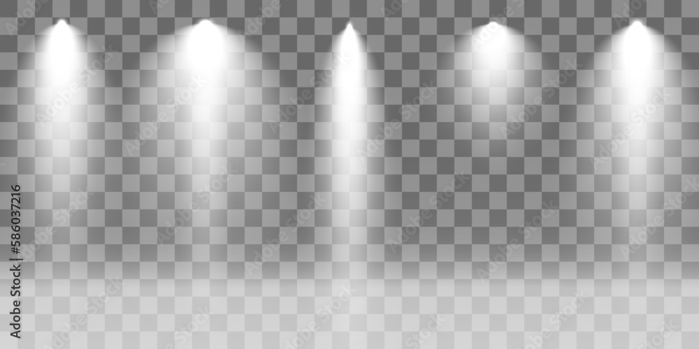 Set of Spotlight isolated on transparent background. Vector glowing ...