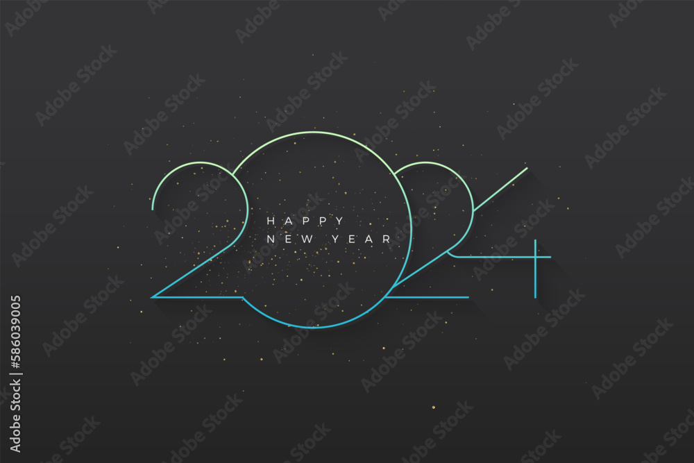 Modern new year 2024 with colorful line art. Unique and luxurious ...