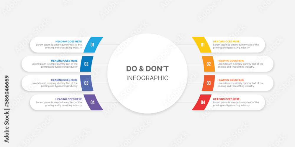 Dos and Don'ts, Pros and Cons, Vs, Versus Comparison Circle Infographic ...