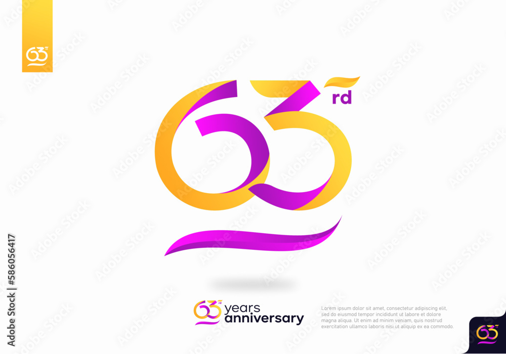 Number 63rd logo icon design, 63rd birthday logo number, 63rd ...