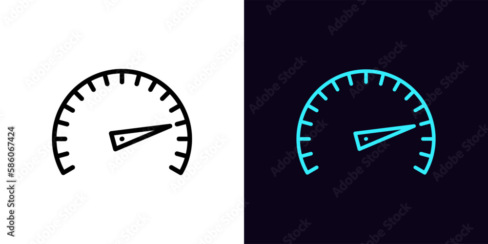 Outline Speedometer Icon With Editable Stroke Speedometer With Scale And Arrow Acceleration