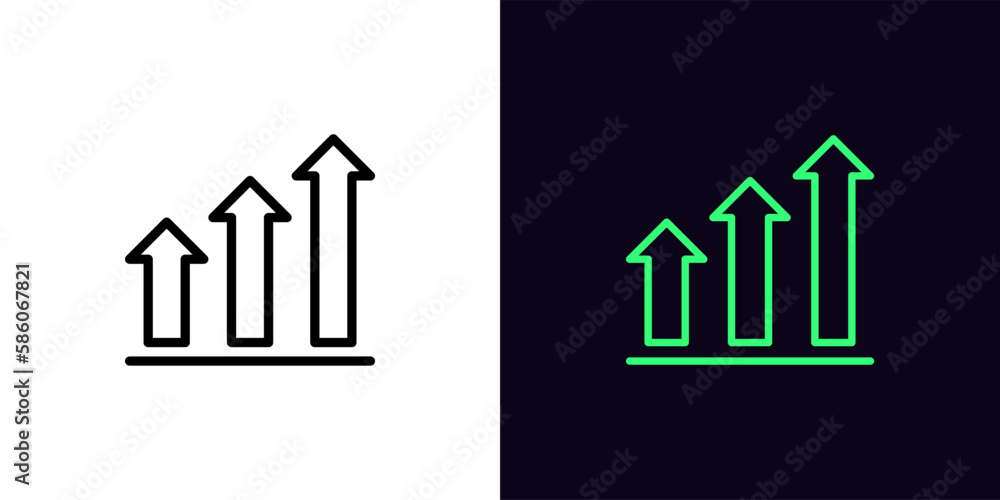 Vetor de Outline growth arrow bars icon, with editable stroke. Upward ...