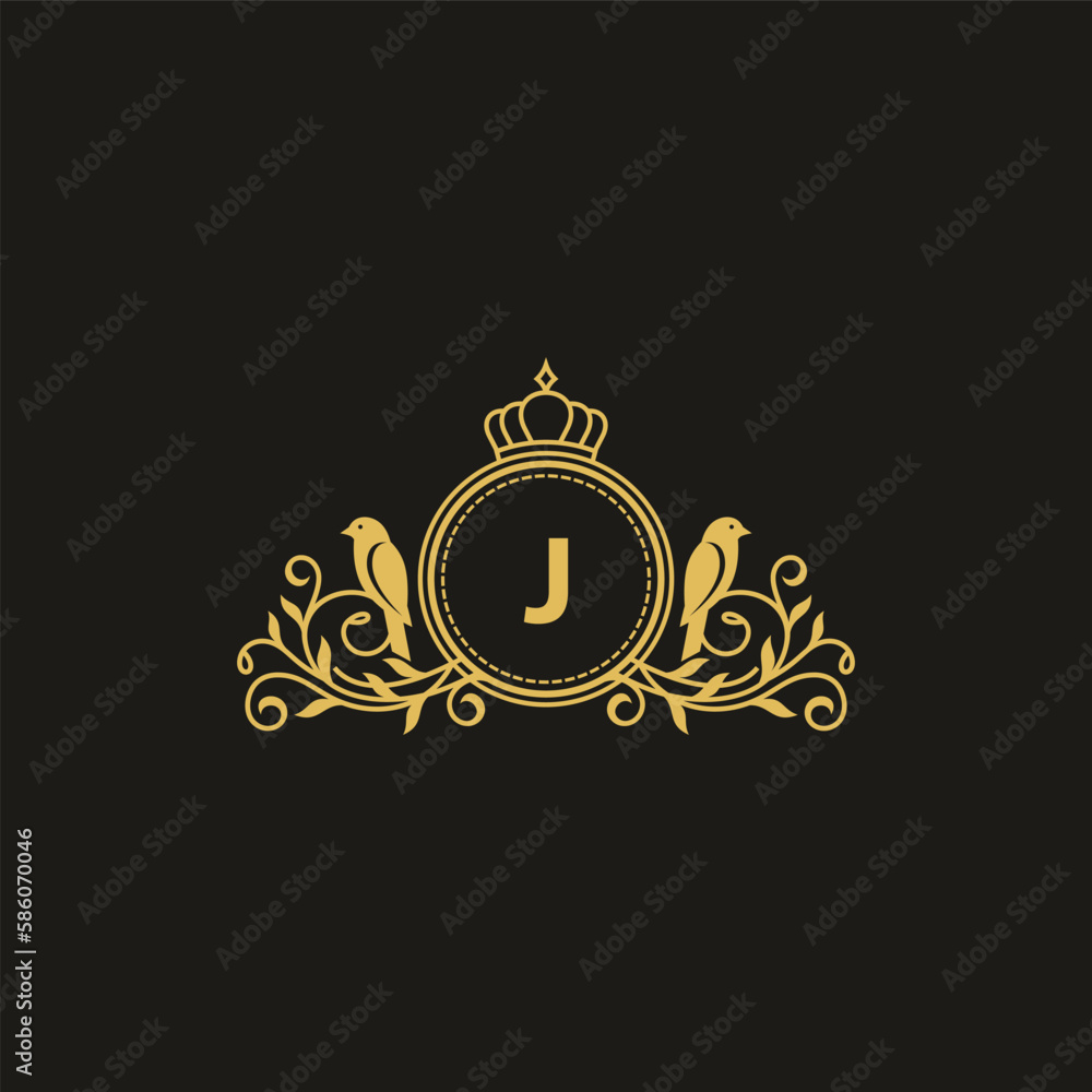 J Luxury Letter Initial with Crown logo Vector, Great Luxury Logo ...
