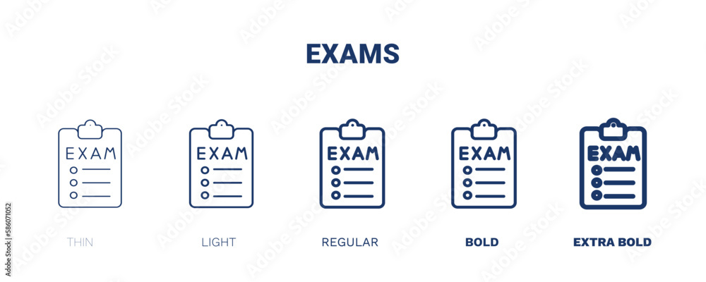 exams icon. Thin, light, regular, bold, black exams, exam icon set from ...
