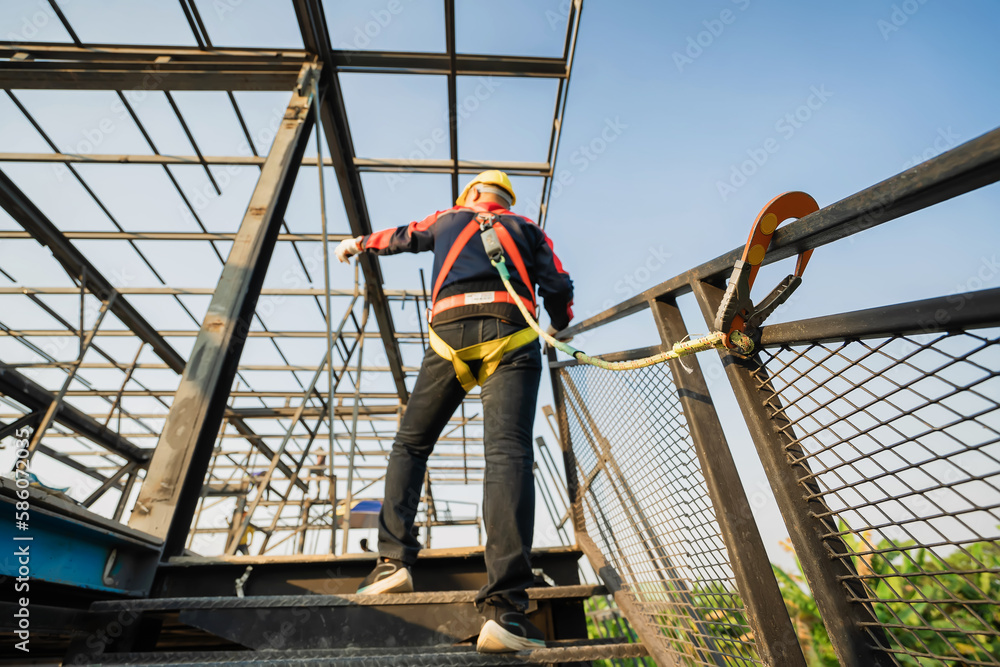 Safety Body, Asian construction worker wearing safety gear working at ...