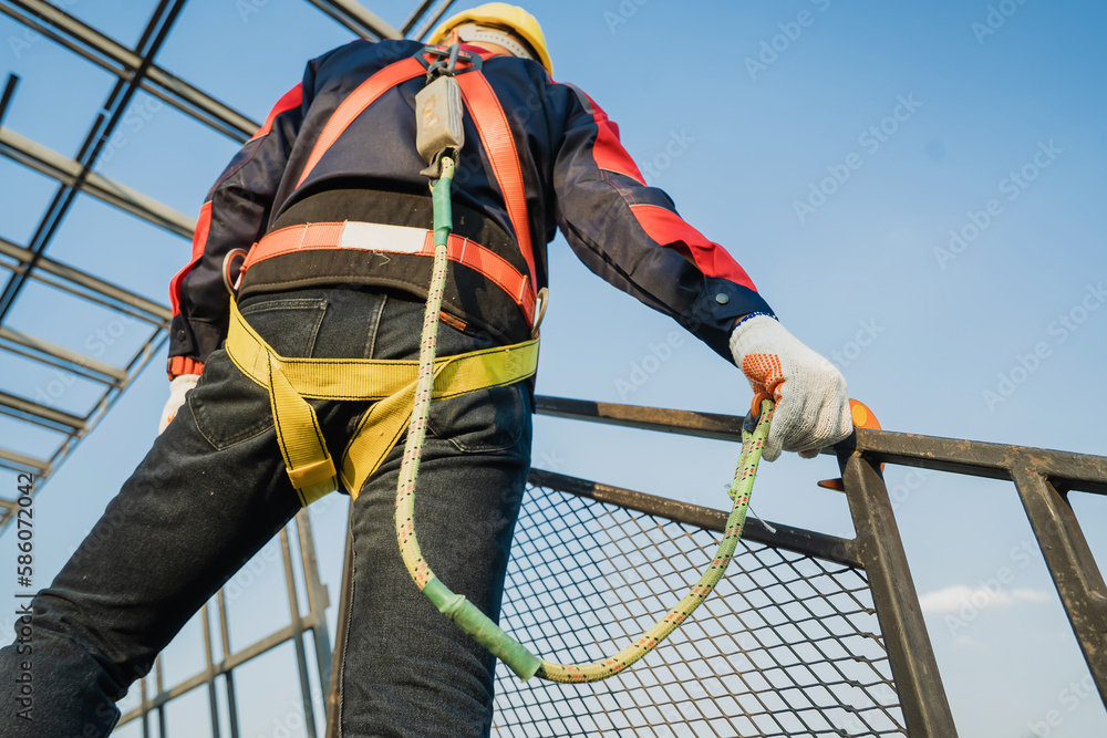 Safety Body, Asian construction worker wearing safety gear working at ...