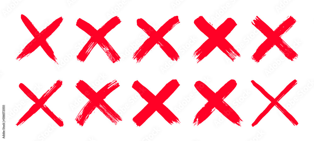 Dirty grunge hand drawn with brush strokes cross x vector illustration ...