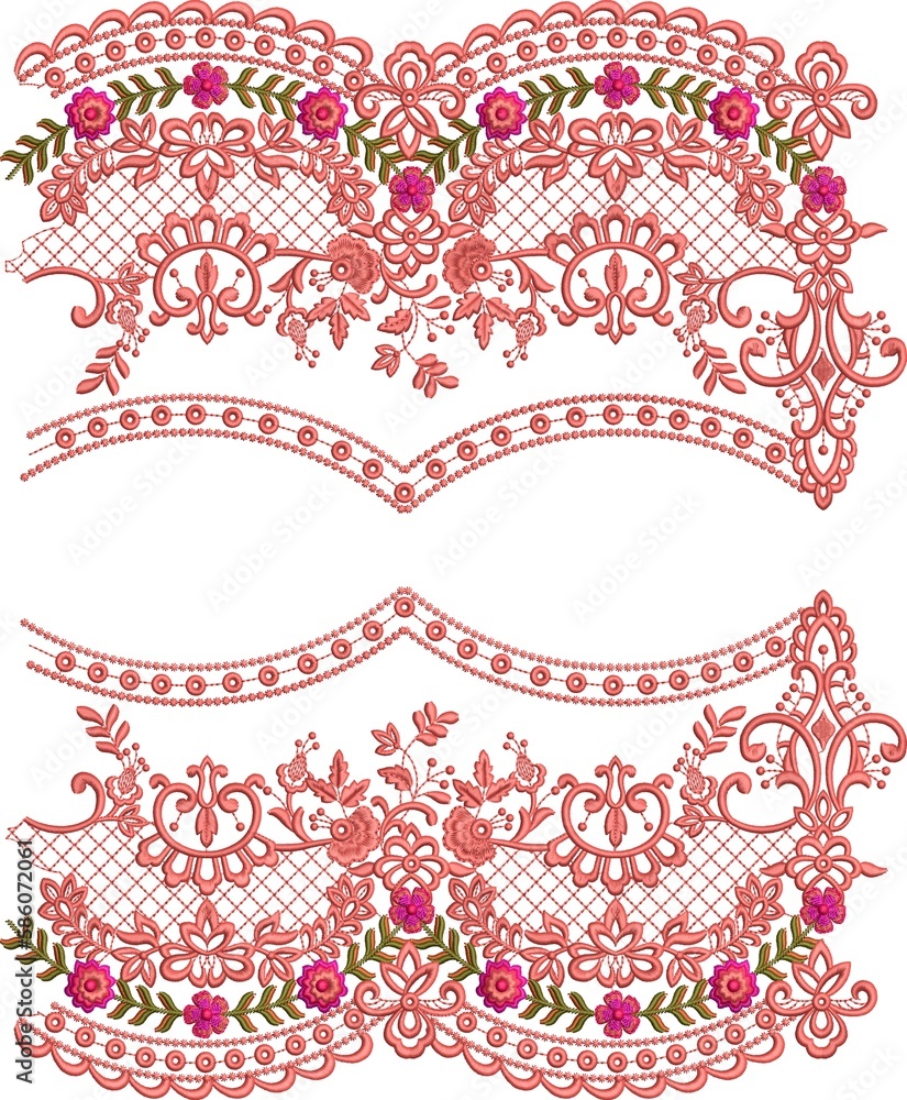 Geometrical embroidery lace border design, Decorative embroidery ...