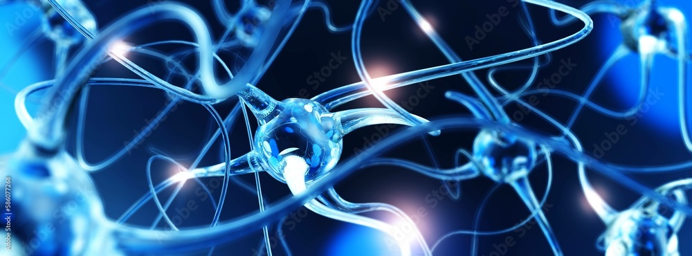 neuron, neuron transmits a signal, nerve node, neural network, 3D ...