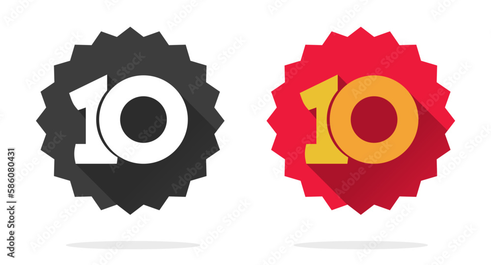 Number 10 red black yellow logo vector tag badge and label graphic ...