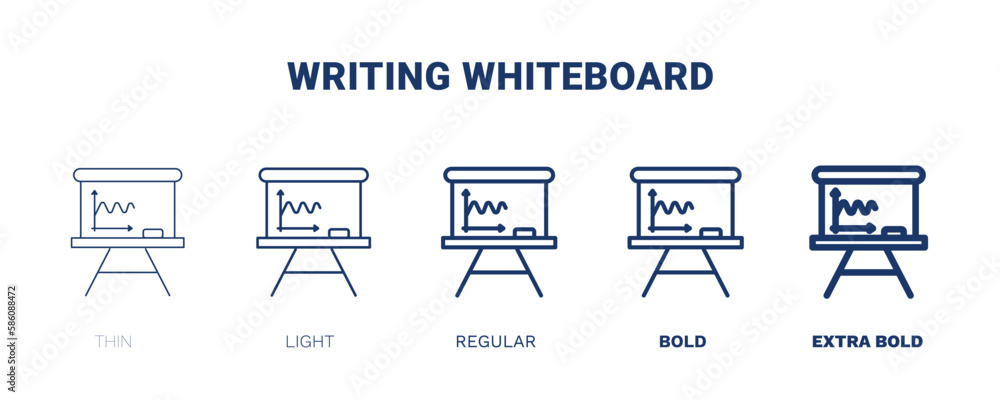 writing whiteboard icon. Thin, light, regular, bold, black writing ...