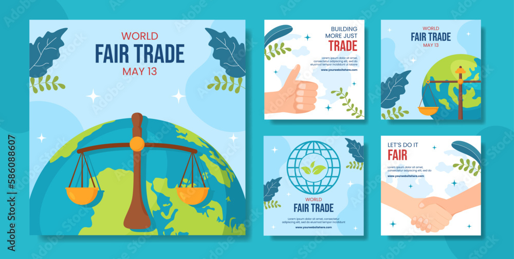 World Fair Trade Day Social Media Post Flat Cartoon Hand Drawn ...
