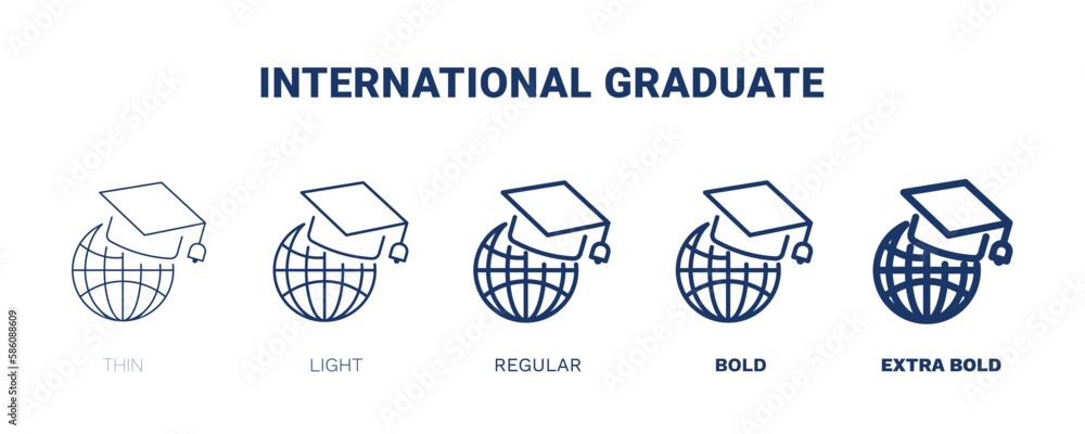 international graduate icon. Thin, light, regular, bold, black ...