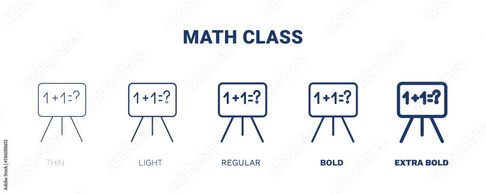 math class icon. Thin, light, regular, bold, black math class ...