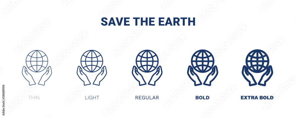 save the earth icon. Thin, light, regular, bold, black save the earth ...