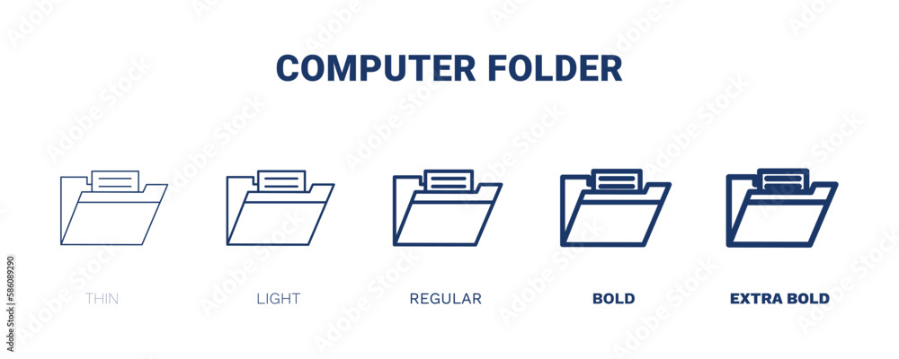 computer folder icons. Thin, light, regular, bold, black computer ... computer folder icons. Thin, light, regular, bold, black computer ...