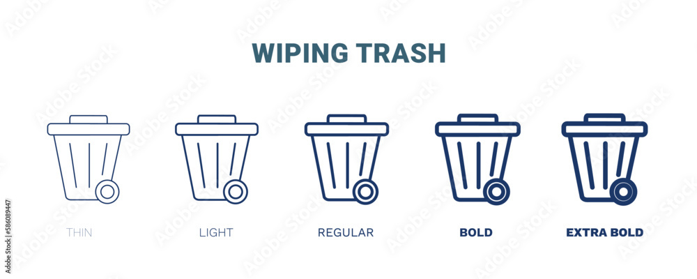 wiping trash icon. Thin, light, regular, bold, black wiping trash, wash ...